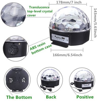 Mini RGB LED Crystal Ball, DMX Music 3w Crystal Magic Ball Laser Stage Light
