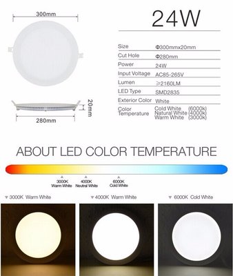 Ultra slim 3-24W LED ceiling recessed round led panel light panel led
