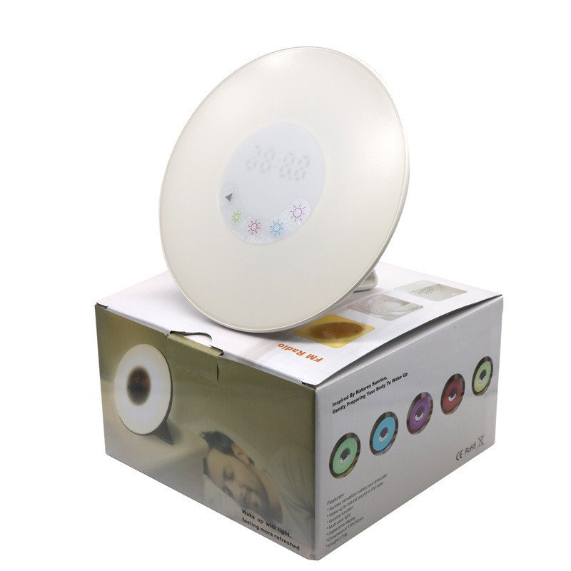 LED lights with alarm clock wake up lamp at sunrise to wake radio, FM Radio alarm clock, colorful color