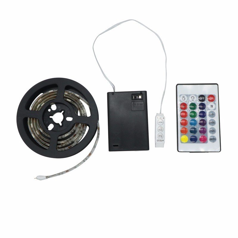 50-200cm Waterproof 4.5V 5050 RGB LED Strip Light Battery Powered + 24key Remote