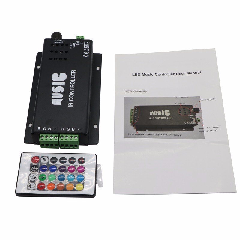 12V 24 Keys Wireless IR Remote Control LED Music Sound Control RGB led Controller Dimmer for 3528 5050 RGB LED Strips
