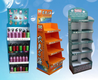 China Shang Chao display cabinet, exhibition promotional paper stack, PDQ display box corrugated paper display rack supplier