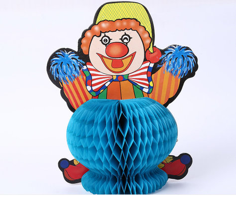 China Supermarket home stereo paper sculpture, creative color handmade paper honeycomb, clown pattern origami, customizable supplier