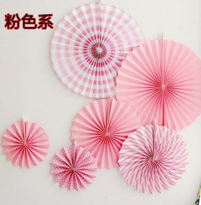 Festive festive supplies paper fan flower set home party wedding decoration decoration 6 sets of paper fan flowers. supplier