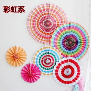 Festive festive supplies paper fan flower set home party wedding decoration decoration 6 sets of paper fan flowers. supplier