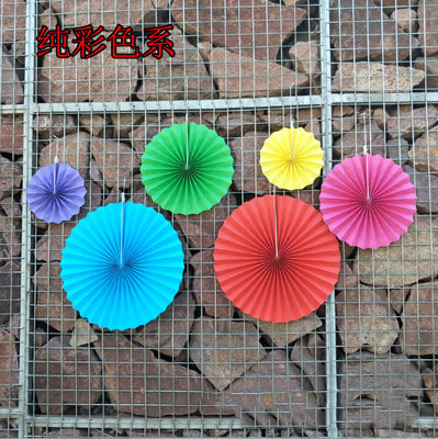 Festive festive supplies paper fan flower set home party wedding decoration decoration 6 sets of paper fan flowers. supplier