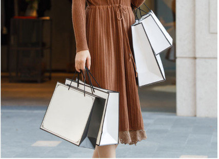 Black box horizontal white card gift paper bag for men and women. supplier
