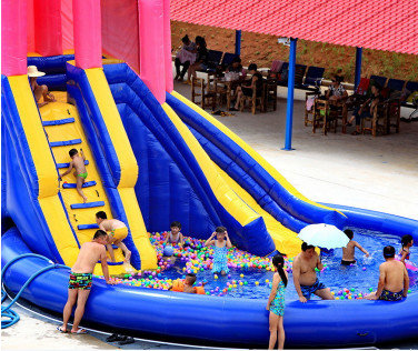 Large children's water inflatable slide wave ball pool mobile water park inflatable pool slide customization.water slide supplier