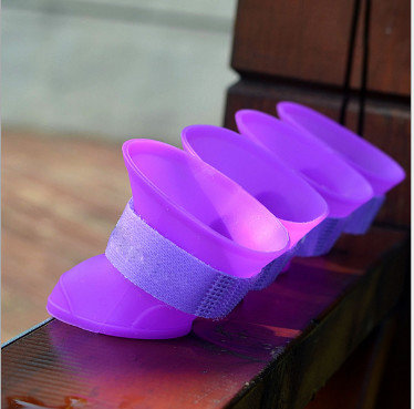 Pet supplies silicone rain boots, non-slip pet shoes, candy color fashion cute dog shoes，red,yellow,pink,black; supplier