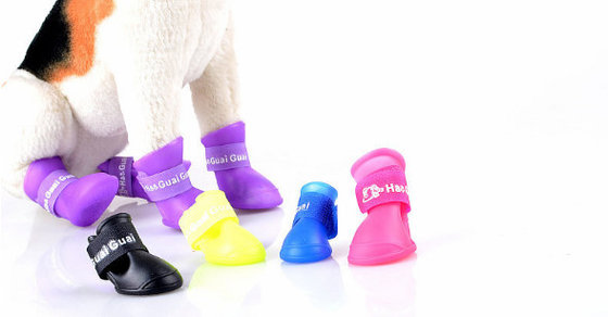 Pet supplies silicone rain boots, non-slip pet shoes, candy color fashion cute dog shoes，red,yellow,pink,black; supplier