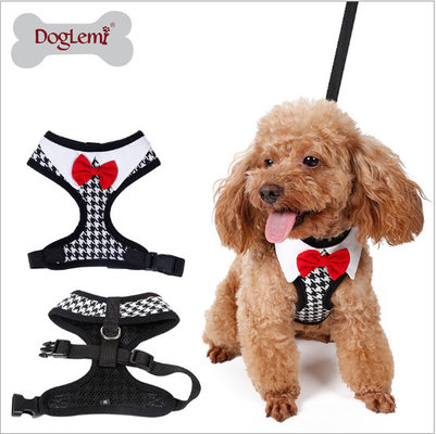 Vest puppies chest harness, fashion bow pet chest back, Teddy bear walking leash；Pet clothes customization, supplier