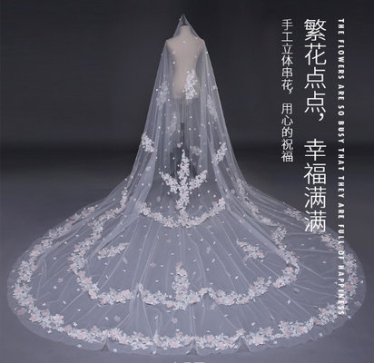 2018 New Korean Bride Long, 3M White Veil, Wedding Accessories, Bridal Accessories Wedding veil wholesale custom supplier