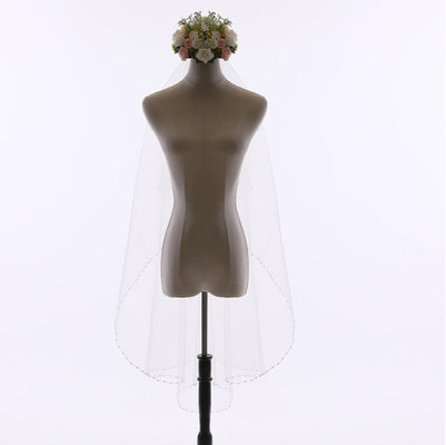 Factory direct wholesale bridal veil short double light yarn soft fingertip wedding veil with hair comb   supplier