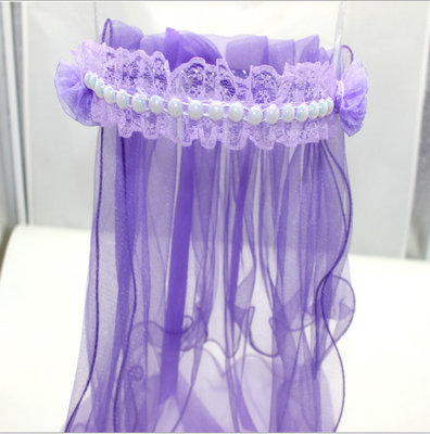 Children's crown veil, girls head flower veil headband, wedding princess wreath, wedding photography floor headdress hai supplier