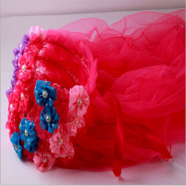Children's crown veil, girls head flower veil headband, wedding princess wreath, wedding photography floor headdress hai supplier