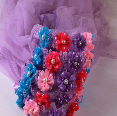 Children's crown veil, girls head flower veil headband, wedding princess wreath, wedding photography floor headdress hai supplier