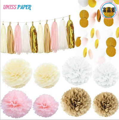 Birthday party, wedding decoration items, set paper ball, paper string, paper lantern 15 combinations of a box supplier