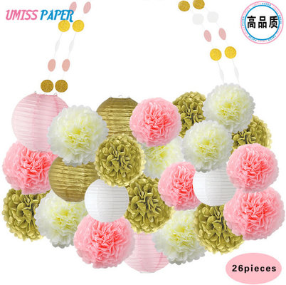 Hot birthday parties, weddings, wedding decorations, paper strips, paper lanterns, paper flower balls  26/sets supplier