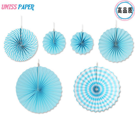 6 Sets of Paper Fan Flowers, Round Colorful Dotted Folds Origami Fan Flower, Hollow Birthday Party Background Decoration supplier