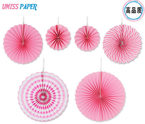 6 Sets of Paper Fan Flowers, Round Colorful Dotted Folds Origami Fan Flower, Hollow Birthday Party Background Decoration supplier