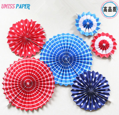 6 Sets of Paper Fan Flowers, Round Colorful Dotted Folds Origami Fan Flower, Hollow Birthday Party Background Decoration supplier