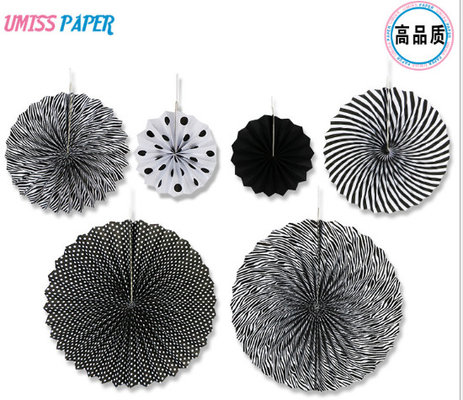 6 Sets of Paper Fan Flowers, Round Colorful Dotted Folds Origami Fan Flower, Hollow Birthday Party Background Decoration supplier