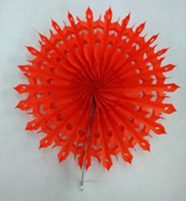 Factory direct fan flower fan holiday party decoration paper craft paper fan flower hollow fan flower；red，yellow，green supplier