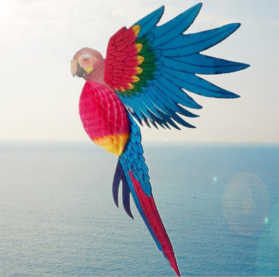 Home Furnishings Party Decoration Large Animal Simulation Paper Carving Bird Parrot Honeycomb Paper Crafts supplier