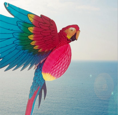 Home Furnishings Party Decoration Large Animal Simulation Paper Carving Bird Parrot Honeycomb Paper Crafts supplier