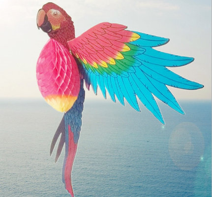 Home Furnishings Party Decoration Large Animal Simulation Paper Carving Bird Parrot Honeycomb Paper Crafts supplier