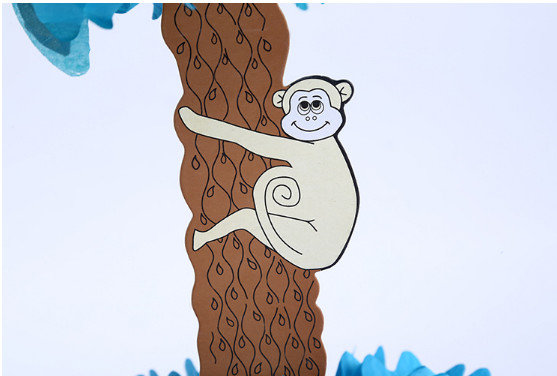 Creative Paper Foliage Monkey on Tree Decoration, Handmade Traditional Paper Carving, Hawaiian Coconut Tree Paper Cellul supplier
