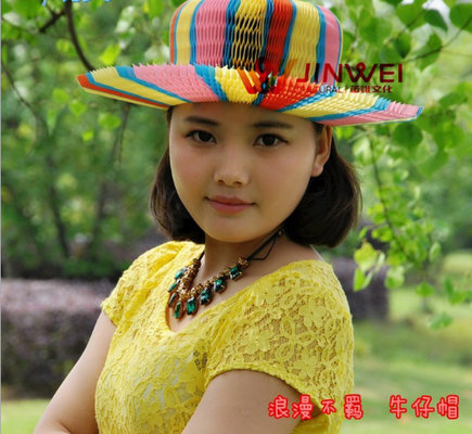 Magic vase hat Visor paper hat New thicker cowboy hat Folding travel cap supplier
