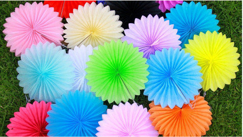 Paper folding fan wedding party decoration background paper fan flower color by pantone coloring supplier