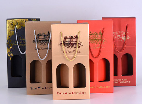 Manufacturer corrugated paper gift box custom portable wine box double pack wine box packaging box supplier