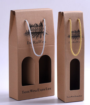 Manufacturer corrugated paper gift box custom portable wine box double pack wine box packaging box supplier