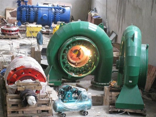 Small Hydro Power Francis water Turbine with 40 meter head installed in mountain