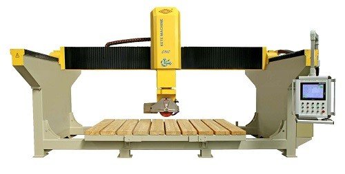 High Efficiency Automatic Stone Cutting Machine , 380V 5 Axis CNC Bridge Saw