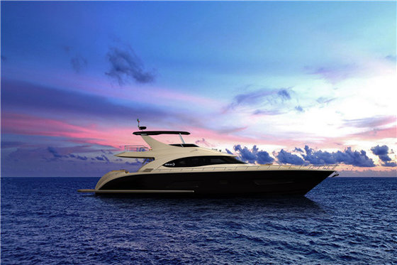 High End Leisure Speed Luxury Motor Yachts 82 Feet White And Red Color