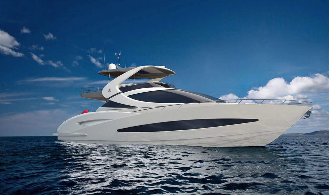 Luxurious 78 Foot Motor Yacht With Flying Bridge Black And White Colour