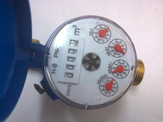 Dry Dial Vane Wheel Single Jet Water Meter With 8 Wheels in Brass For Resident