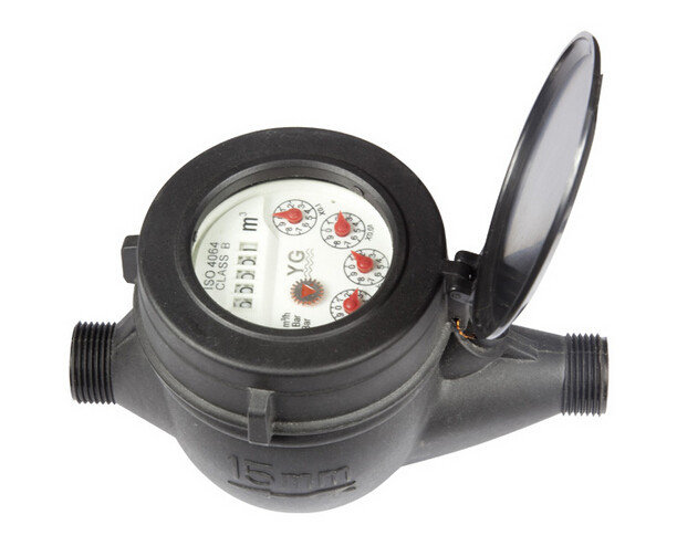 Multi Jet 15mm Water Meter With Plastic Nylon Body Vane Wheel Class B