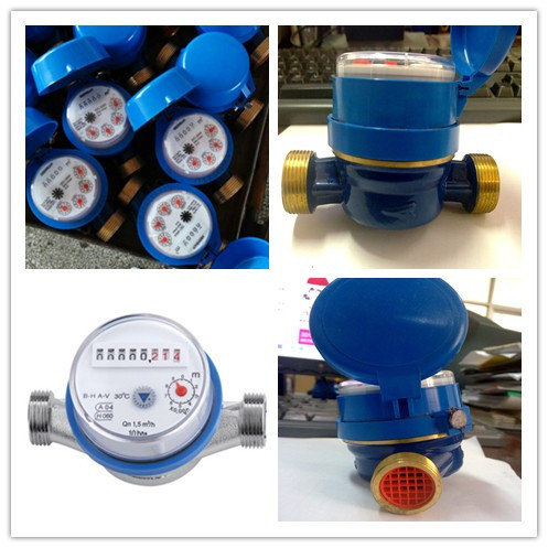 DN15mm Dry Type Single Jet Water Meter With Brass Body /  Eight Wheels