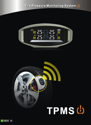 Vehicle Tpms Tyre Pressure Monitoring System With Internal Sensors  LCD Screen Data Display