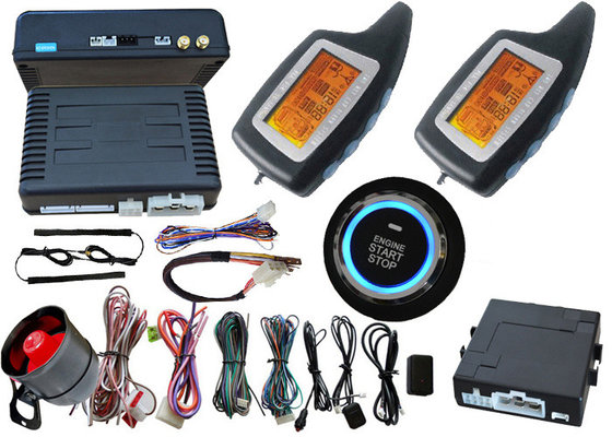 2 Way Car Alarm System With Push Button Ignition Switch , Pke Shock Sensor Car Alarm Systems