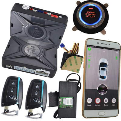 GPS GSM Smartphone Remote Car Starter Auto Central Lock Push Button Start 2 Way Car Alarm
