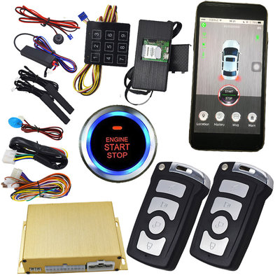 GPS Tracking Smartphone Car Alarm With Passcode Keyless Entry Central Lock Door Auto Start Stop Button