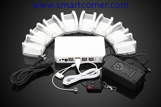 COMER anti-theft alarm system for cell phone stands with charging cables