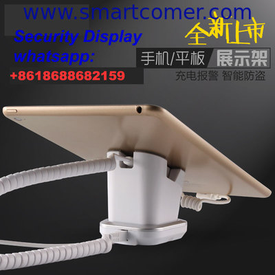 COMER anti-shoplift cable locking for 8" tablet security stands with alarm and charging cord