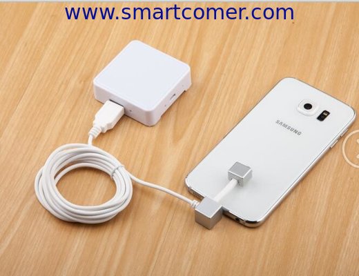 COMER anti-theft locking security retail display for mobile phone stands with alarm and type c charging cable
