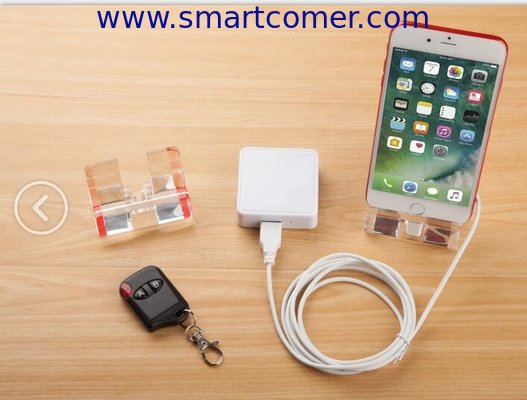 COMER anti-theft alarm system for cell phone stand acrylic display holder for mobile stores with charger cord